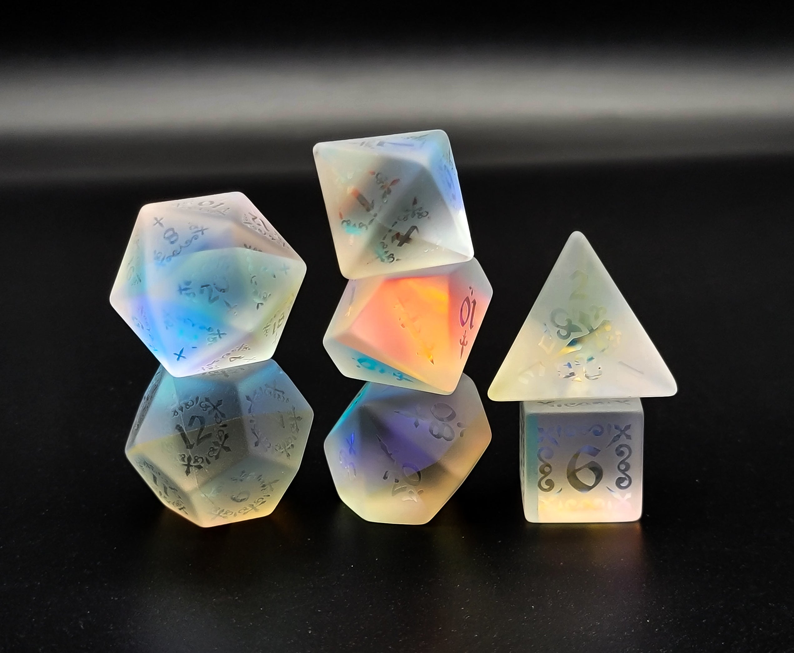 Shadow Masque Holographic Glass – Level Up Dice