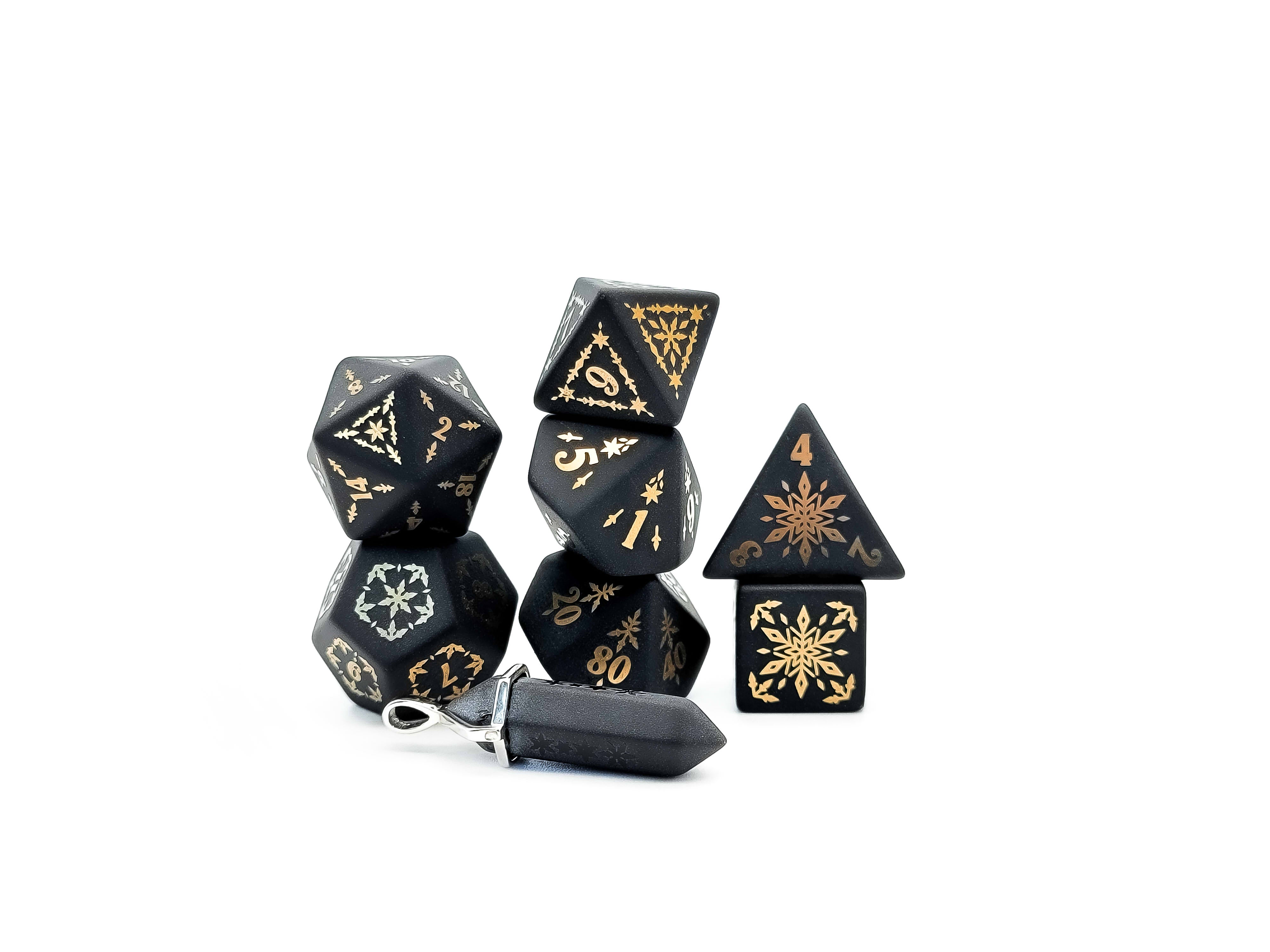 Gold Ionized Obsidian Snowflake – Level Up Dice