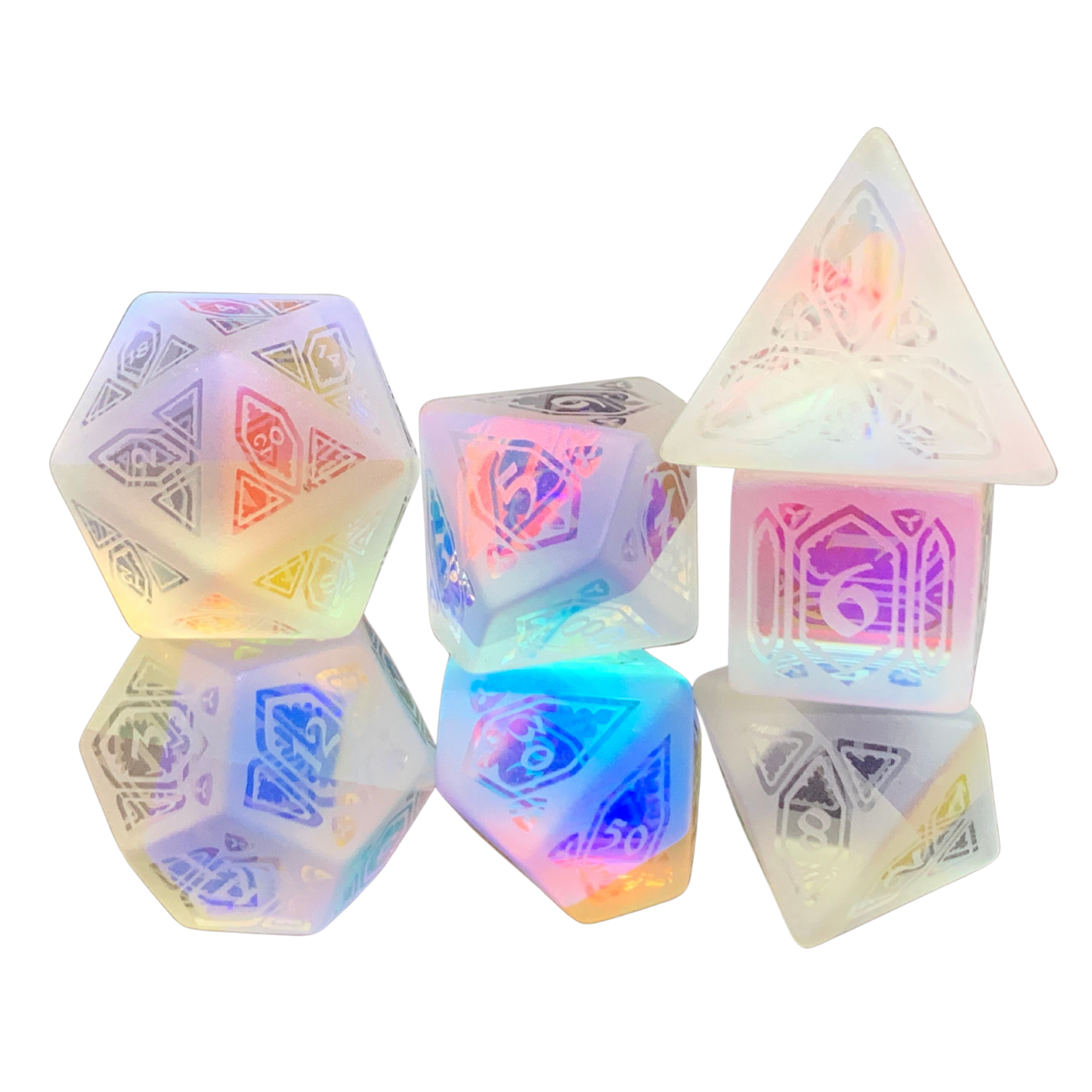 Cathedral Raised Holographic Glass – Level Up Dice