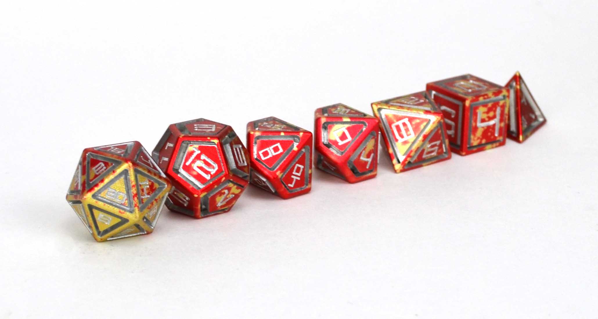 Flashed Caged Aluminium Set of 7 – Level Up Dice