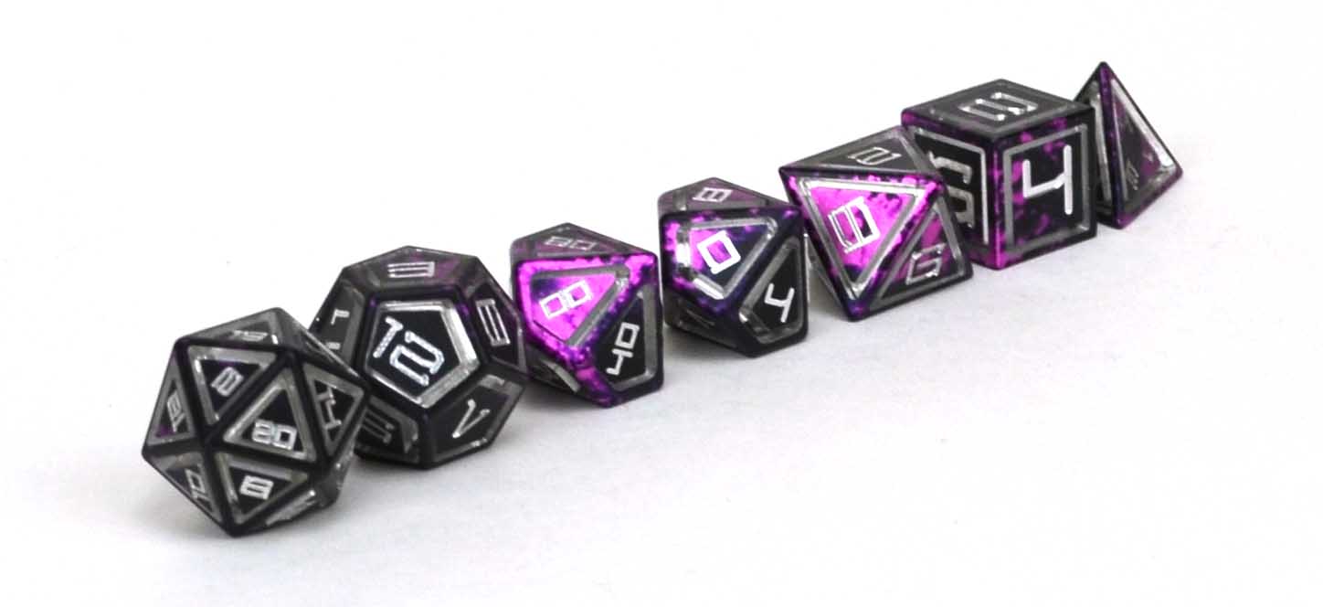 Punk Rock Caged Aluminium Set of 7 – Level Up Dice